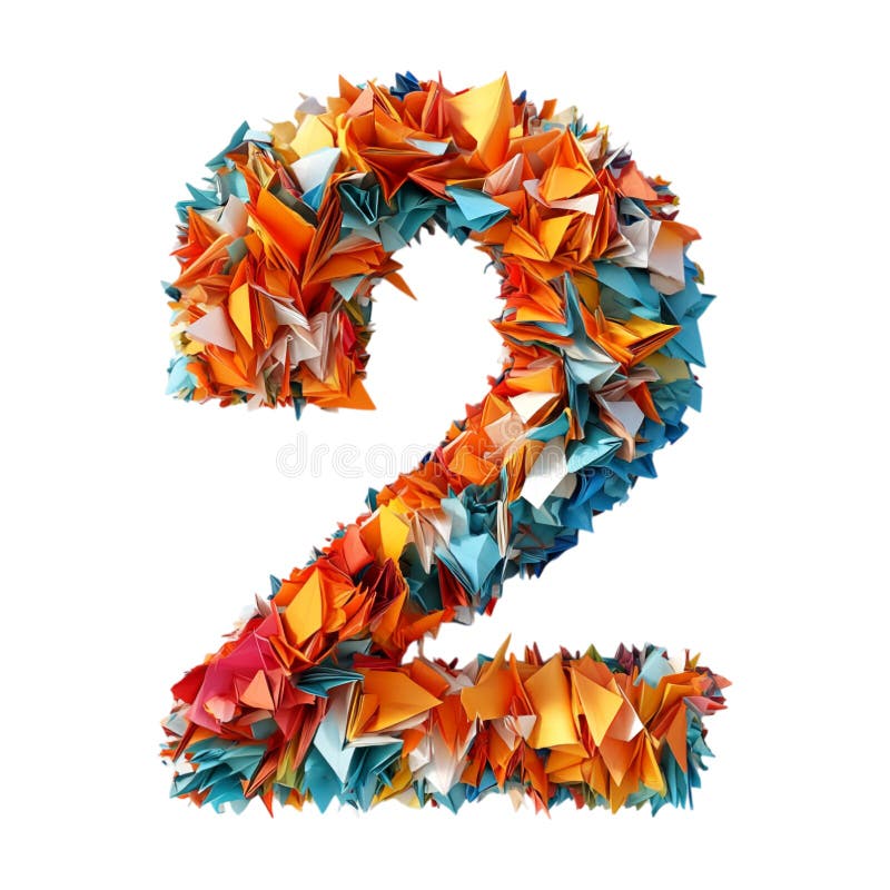 3D Rendering of a Alphabet Number 2 Letter Made from Origami on ...
