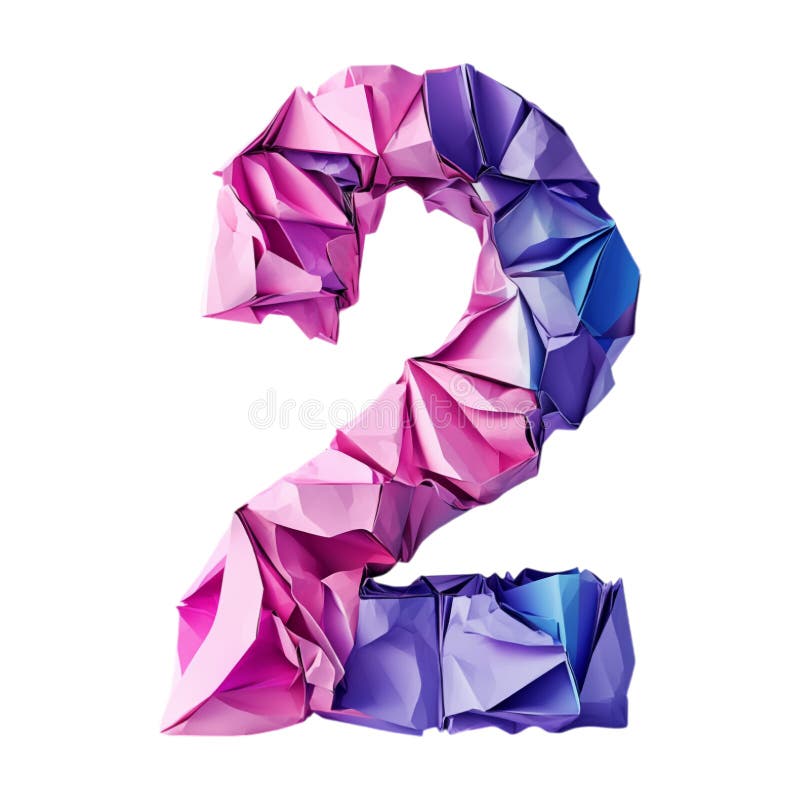 3D Rendering of a Alphabet Number 2 Letter Made from Origami on ...
