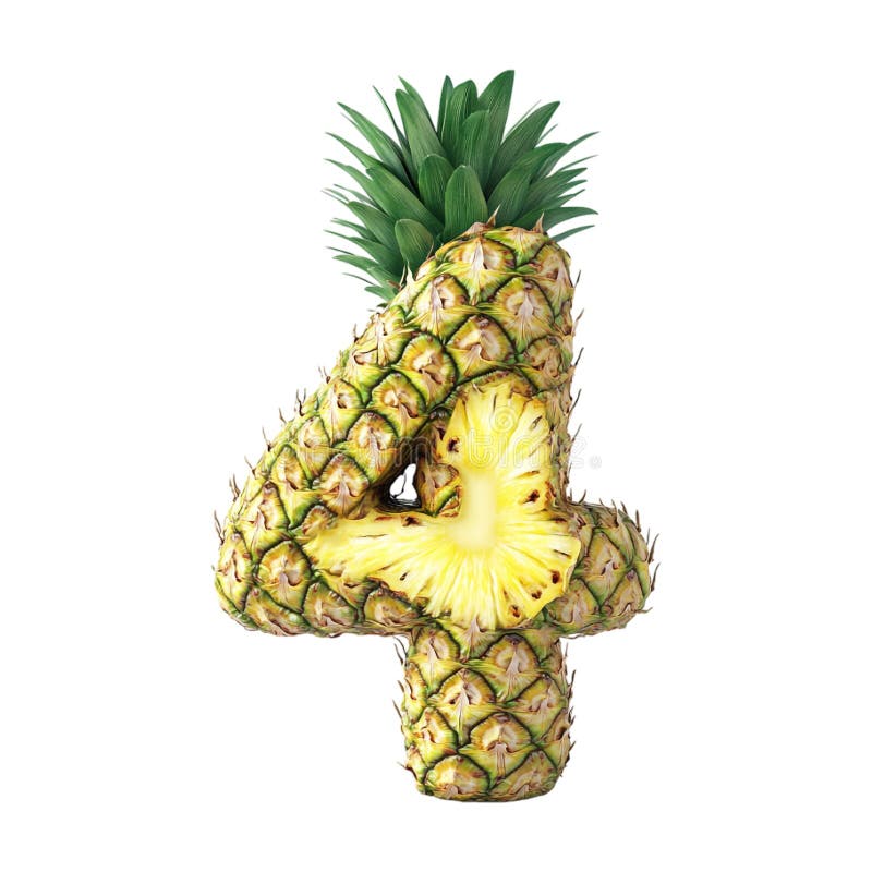 3D Rendering of a Alphabet Number 4 Letter Made from Pineapple on ...
