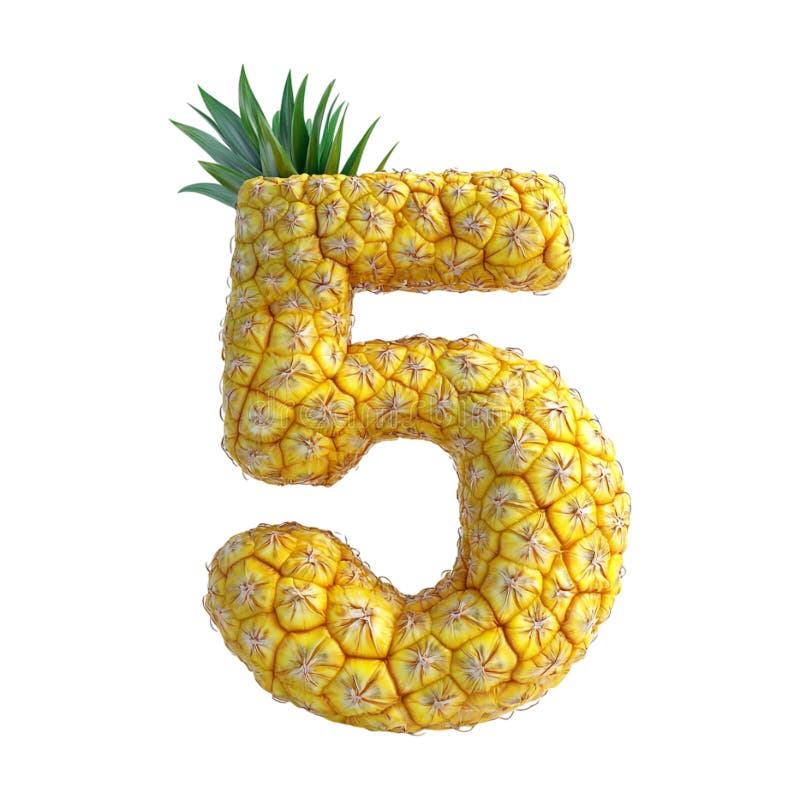 3D Rendering of a Alphabet Number 5 Letter Made from Pineapple on ...