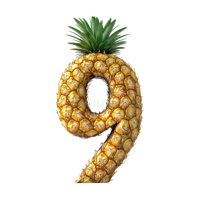 3D Rendering of a Alphabet Number 9 Letter Made from Pineapple on ...