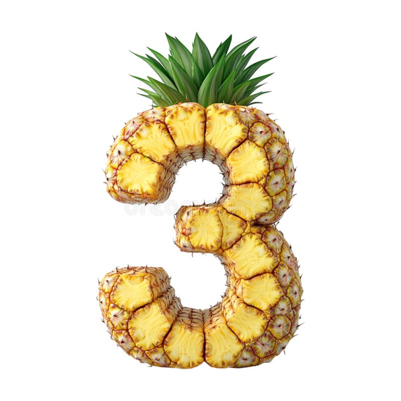 3D Rendering of a Alphabet Number 3 Letter Made from Pineapple on ...