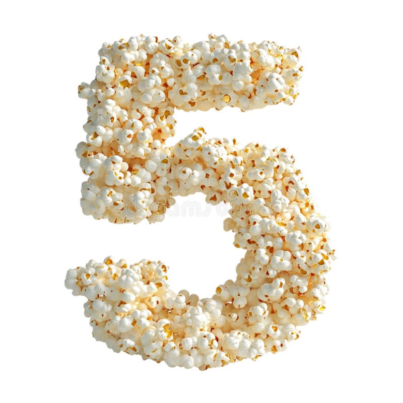 3D Rendering of a Alphabet Number 5 Letter Made from Popcorn on ...