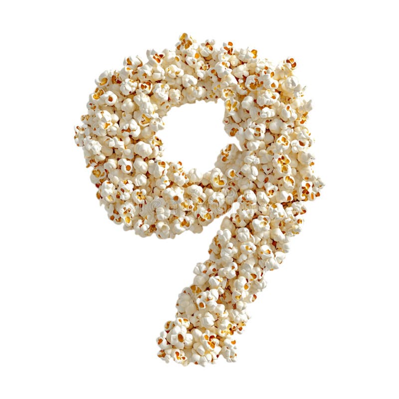 3D Rendering of a Alphabet Number 9 Letter Made from Popcorn on ...