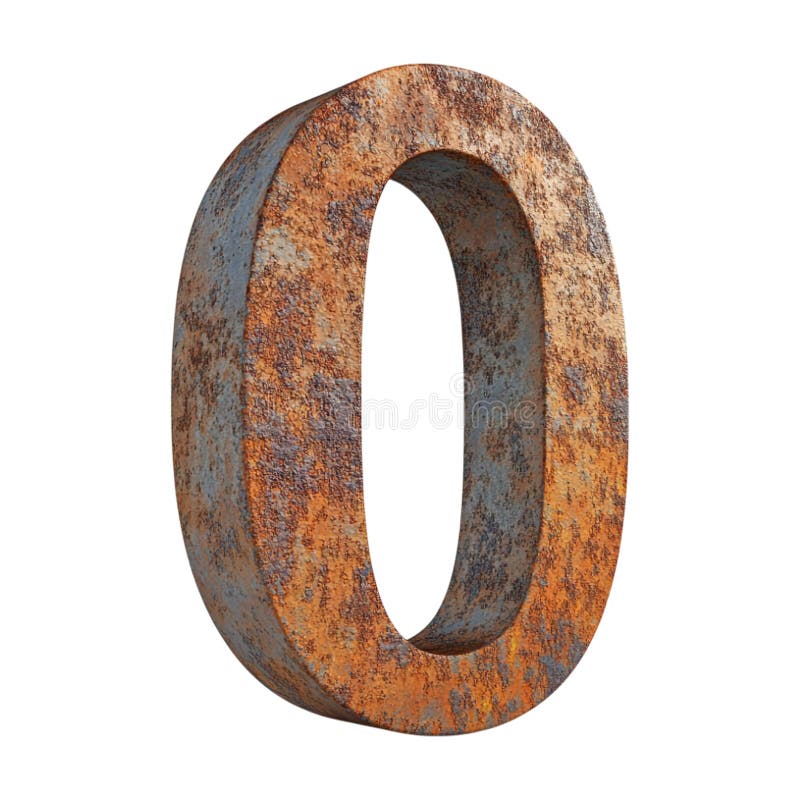 3D Rendering of a Alphabet Number 0 Letter Made from Rusty Metal on ...