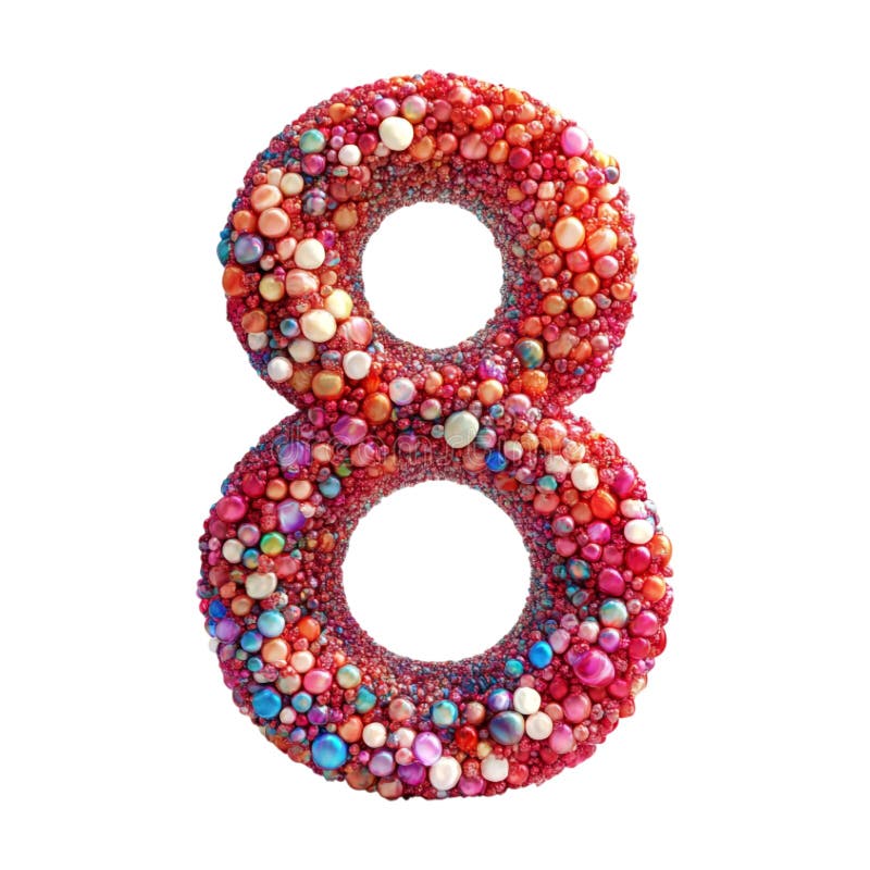 3D Rendering of a Alphabet Number 8 Letter Made from Seashells on ...