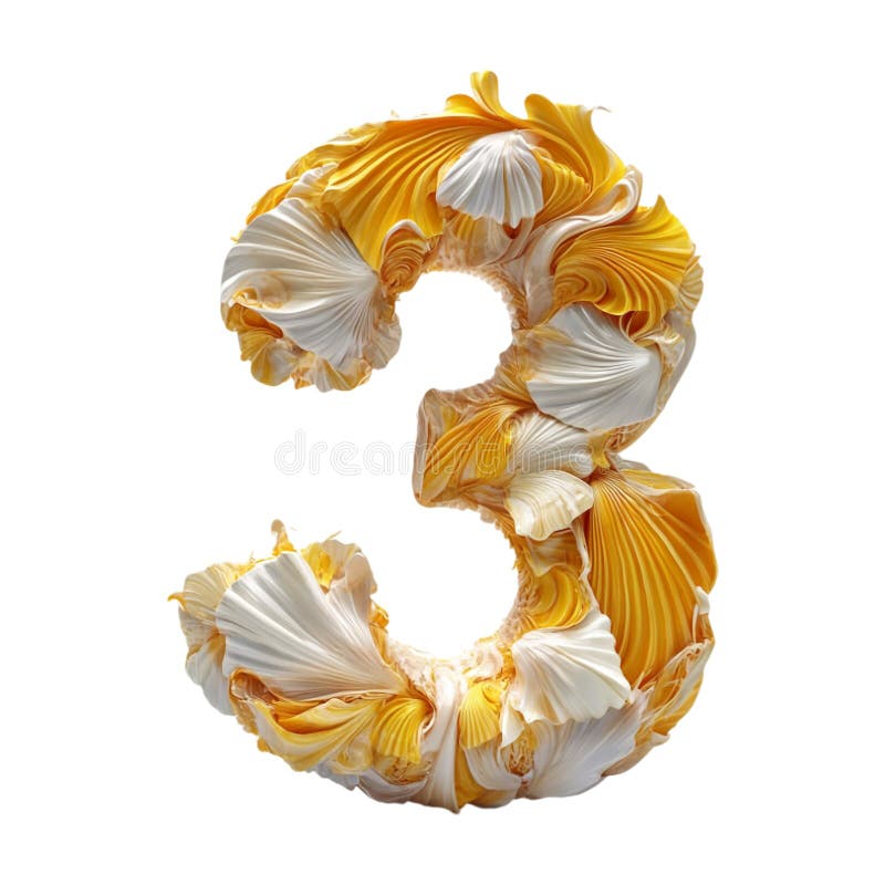3D Rendering of a Alphabet Number 3 Letter Made from Seashells on ...