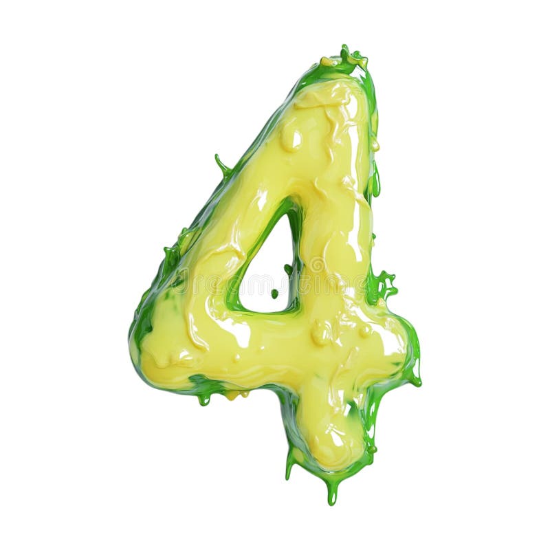 3D Rendering of a Alphabet Number 4 Letter Made from Slime on ...