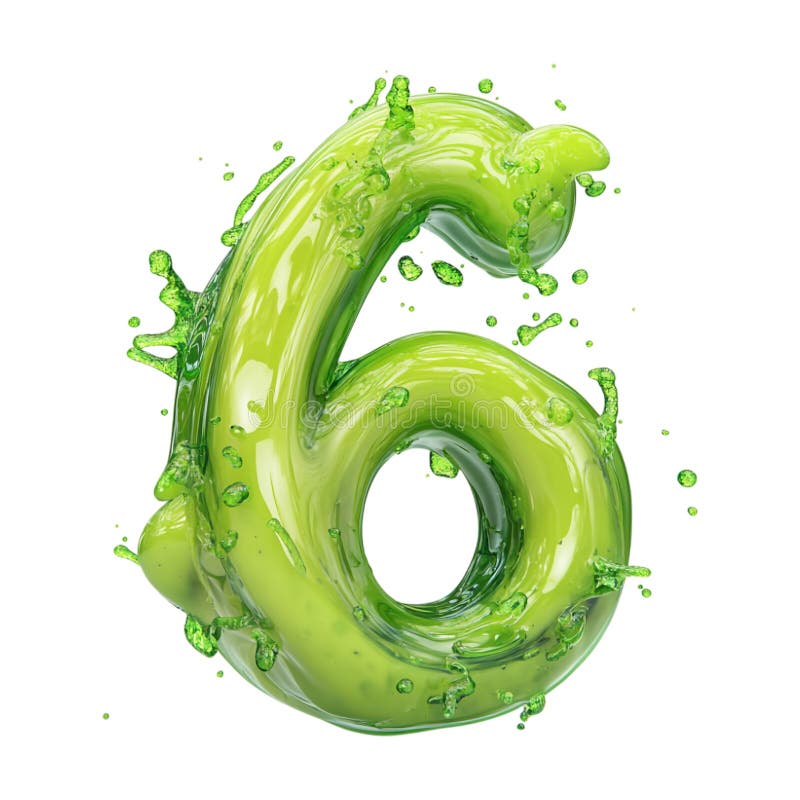 3D Rendering of a Alphabet Number 6 Letter Made from Slime on ...