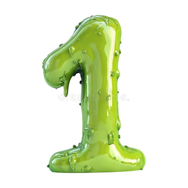 3D Rendering of a Alphabet Number 1 Letter Made from Slime on ...