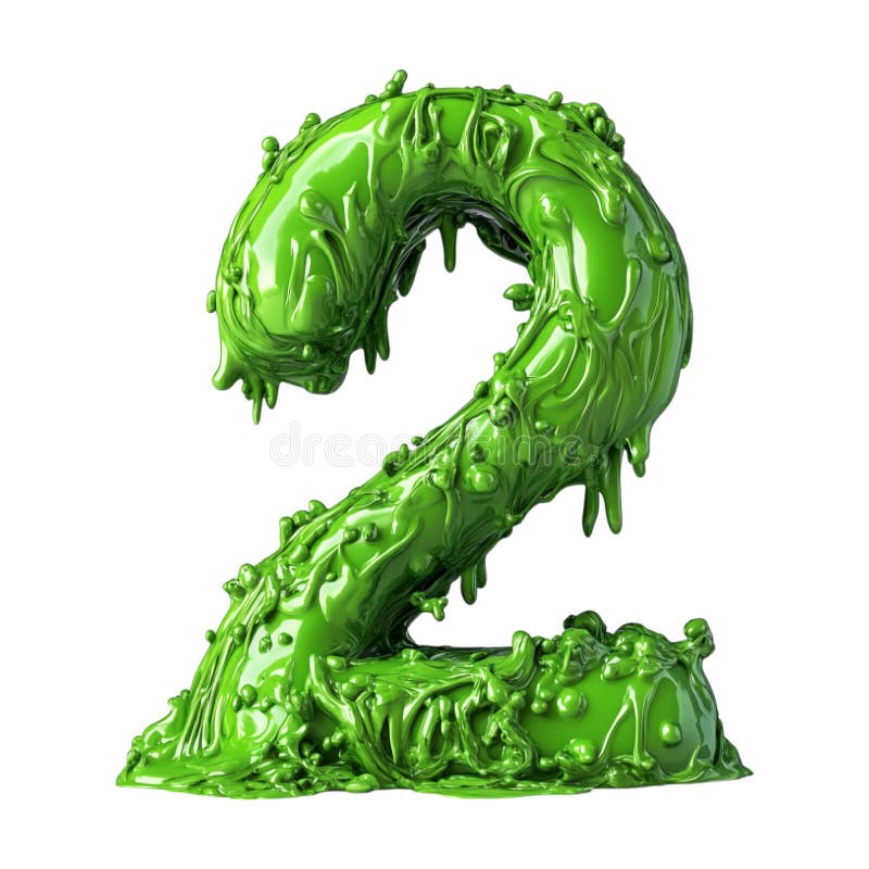 3D Rendering of a Alphabet Number 2 Letter Made from Slime on ...