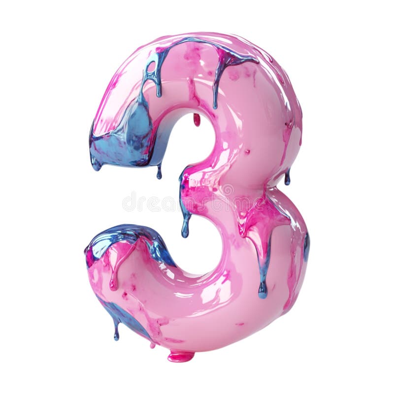 3D Rendering of a Alphabet Number 3 Letter Made from Slime on ...