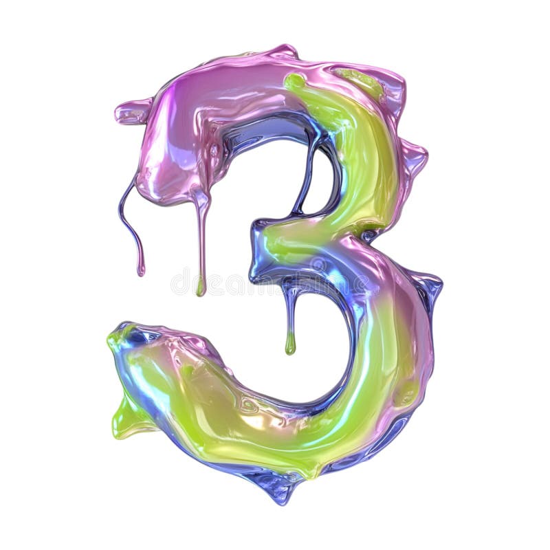 3D Rendering of a Alphabet Number 3 Letter Made from Slime on ...