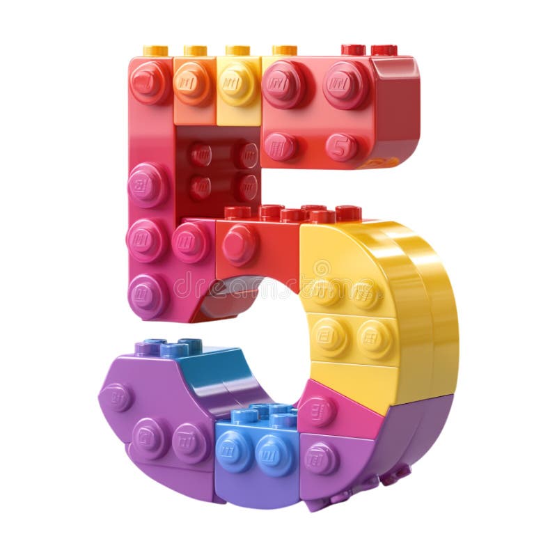 3D Rendering of a Alphabet Number 5 Letter Made from Toy Blocks on ...