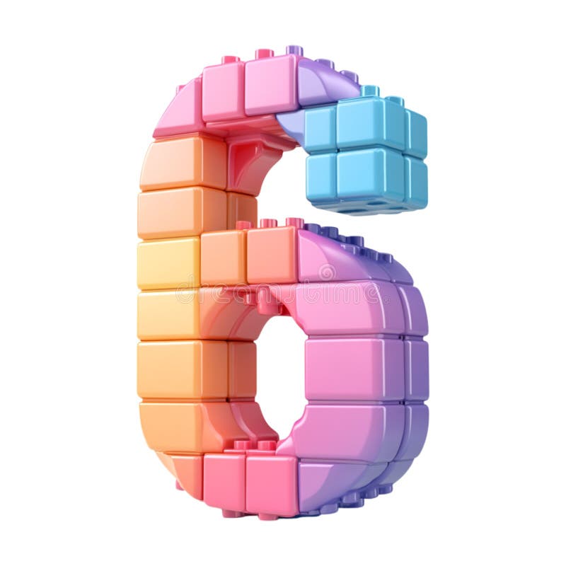 3D Rendering of a Alphabet Number 6 Letter Made from Toy Blocks on ...