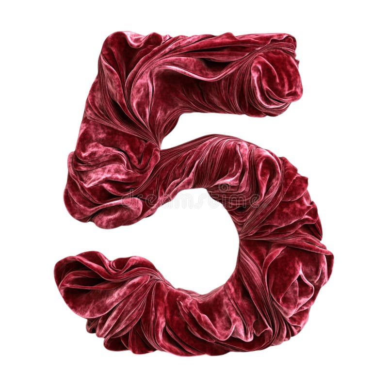 3D Rendering of a Alphabet Number 5 Letter Made from Velvet on ...