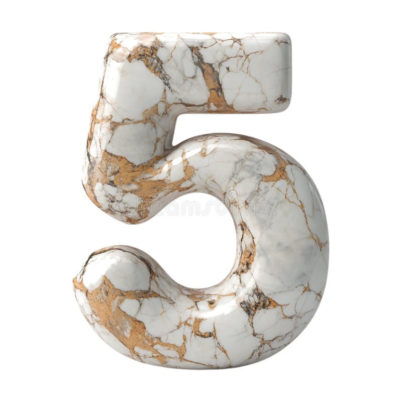 3D Rendering of a Alphabet Number 5 Letter Made from White Marble on ...