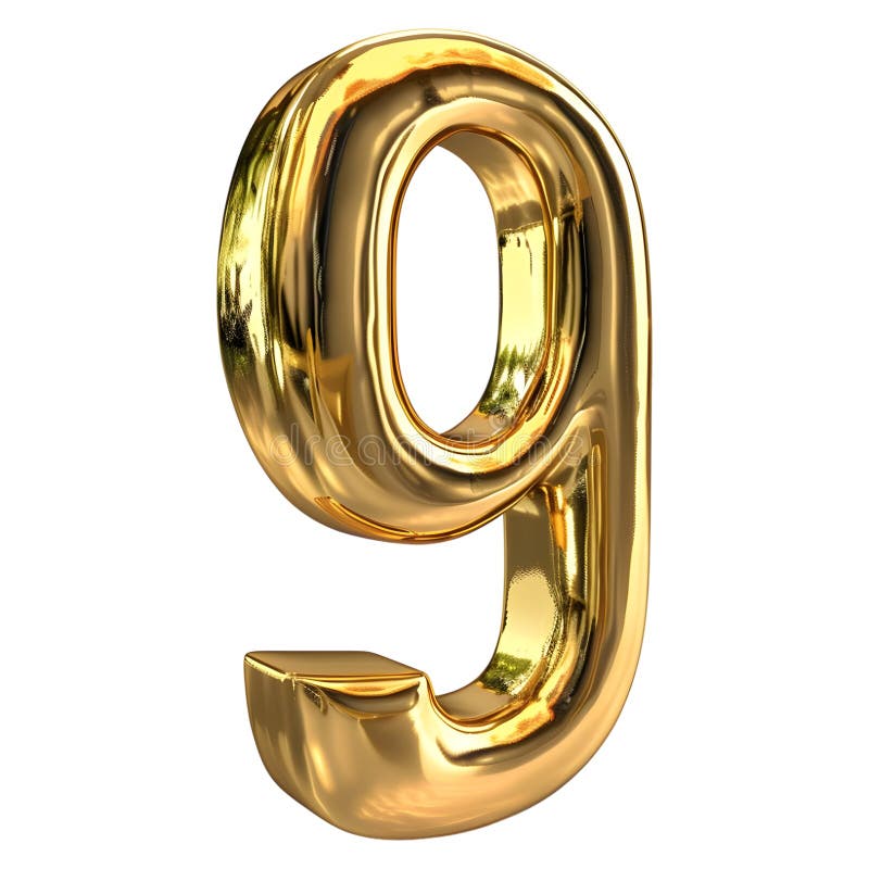 3D Rendering of a Alphabet Number 9 Letter on Transparent Background ...