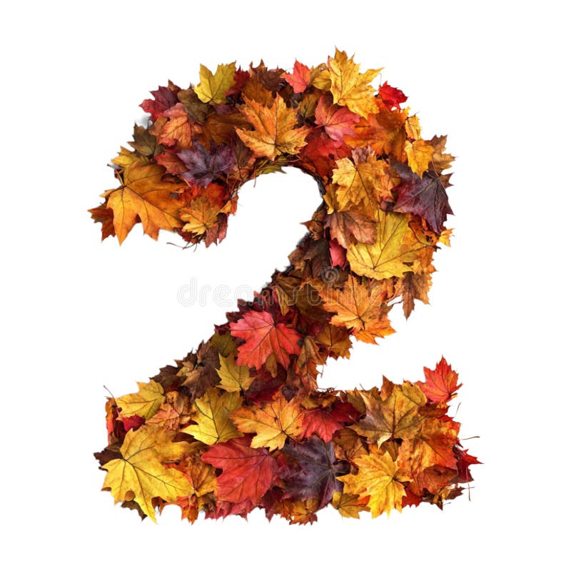 3D Rendering of a Alphabet Number 2 Made with Autumn Leaves on ...