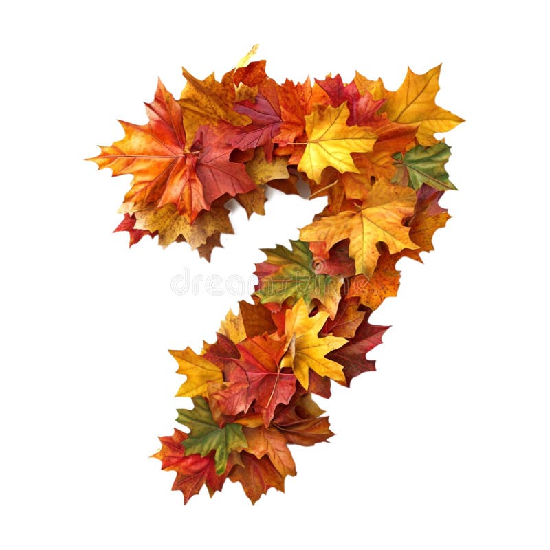 3D Rendering of a Alphabet Number 7 Made with Autumn Leaves on ...