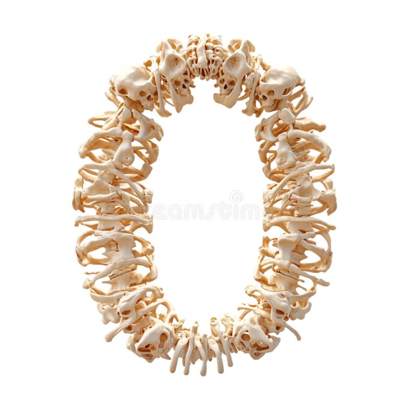 3D Rendering of a Alphabet Number 0 Made with Bones on Transparent ...