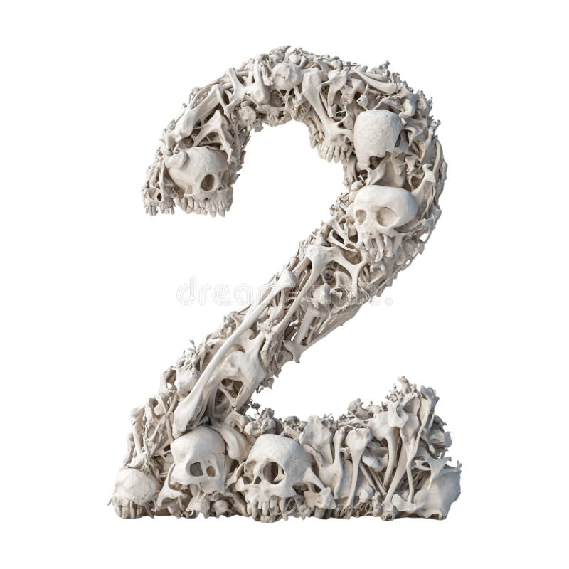 3D Rendering of a Alphabet Number 2 Made with Bones on Transparent ...