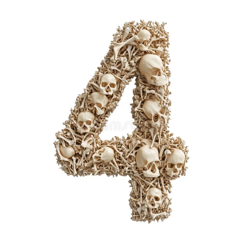 3D Rendering of a Alphabet Number 4 Made with Bones on Transparent ...