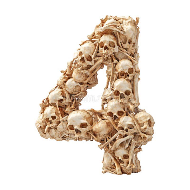 3D Rendering of a Alphabet Number 4 Made with Bones on Transparent ...