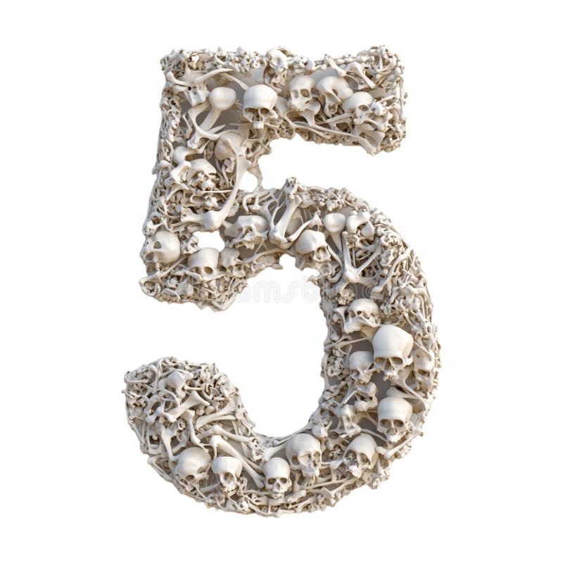 3D Rendering of a Alphabet Number 5 Made with Bones on Transparent ...