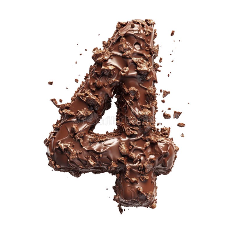 3D Rendering of a Alphabet Number 4 Made with Chocolate Coated Ice ...