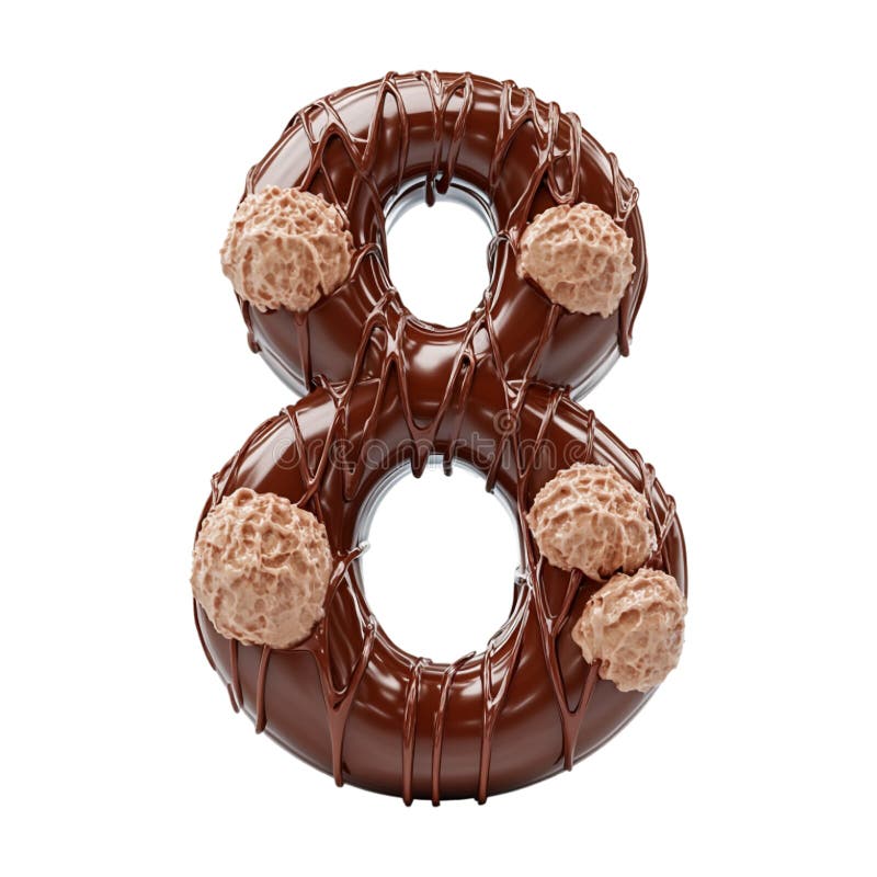 3D Rendering of a Alphabet Number 8 Made with Chocolate Coated Ice ...
