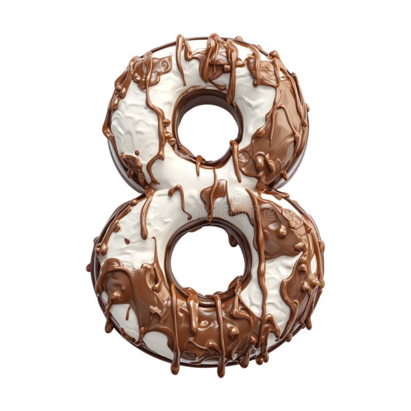 3D Rendering of a Alphabet Number 8 Made with Chocolate Coated Ice ...