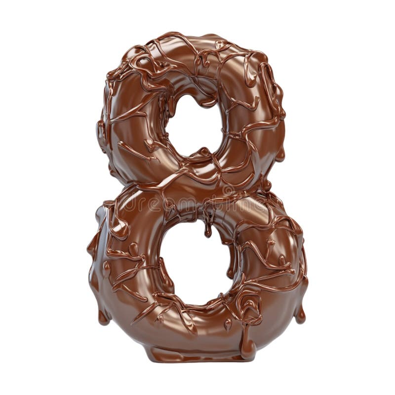 3D Rendering of a Alphabet Number 8 Made with Chocolate Coated Ice ...