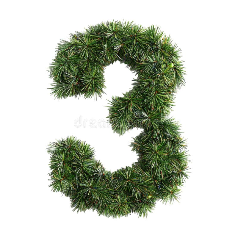 3D Rendering of a Alphabet Number 3 Made with Christmas Tree on ...