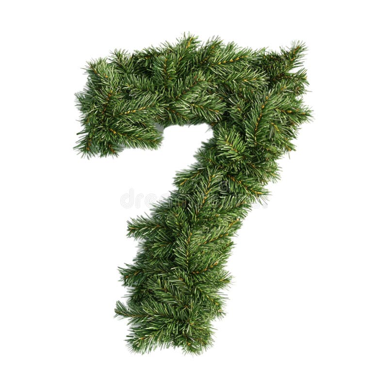 3D Rendering of a Alphabet Number 7 Made with Christmas Tree on ...
