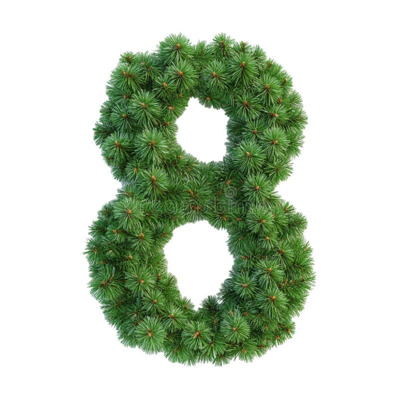 3D Rendering of a Alphabet Number 8 Made with Christmas Tree on ...