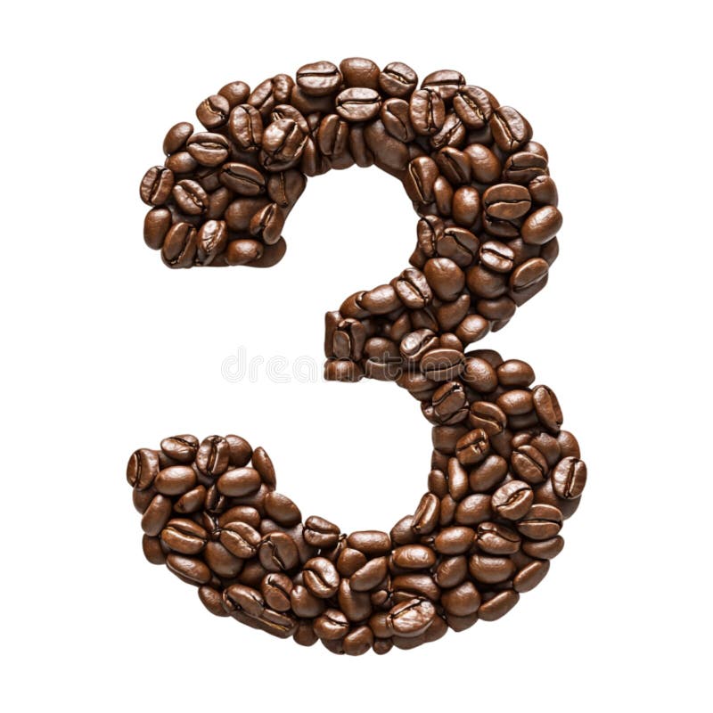 3D Rendering of a Alphabet Number 3 Made with Coffee Beans on ...