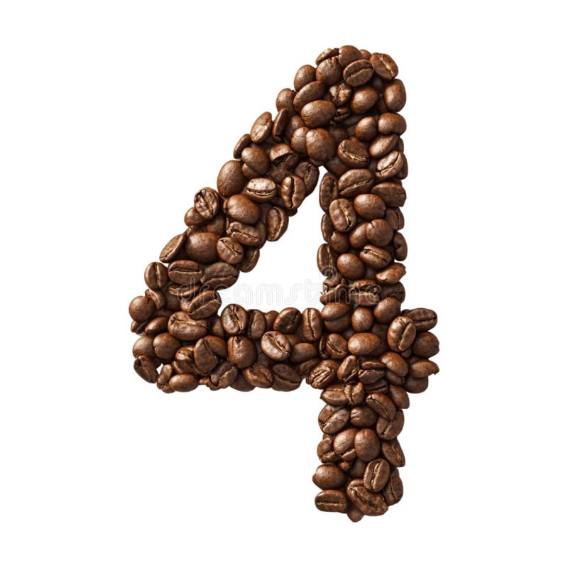 3D Rendering of a Alphabet Number 4 Made with Coffee Beans on ...