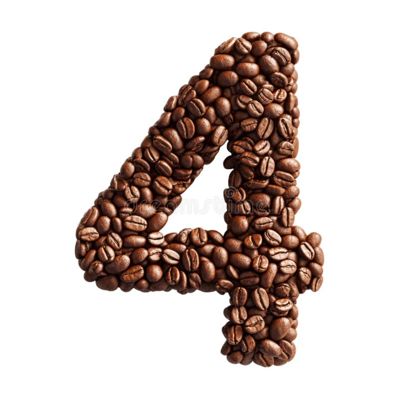 3D Rendering of a Alphabet Number 4 Made with Coffee Beans on ...