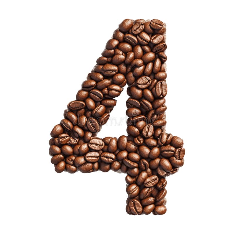 3D Rendering of a Alphabet Number 4 Made with Coffee Beans on ...