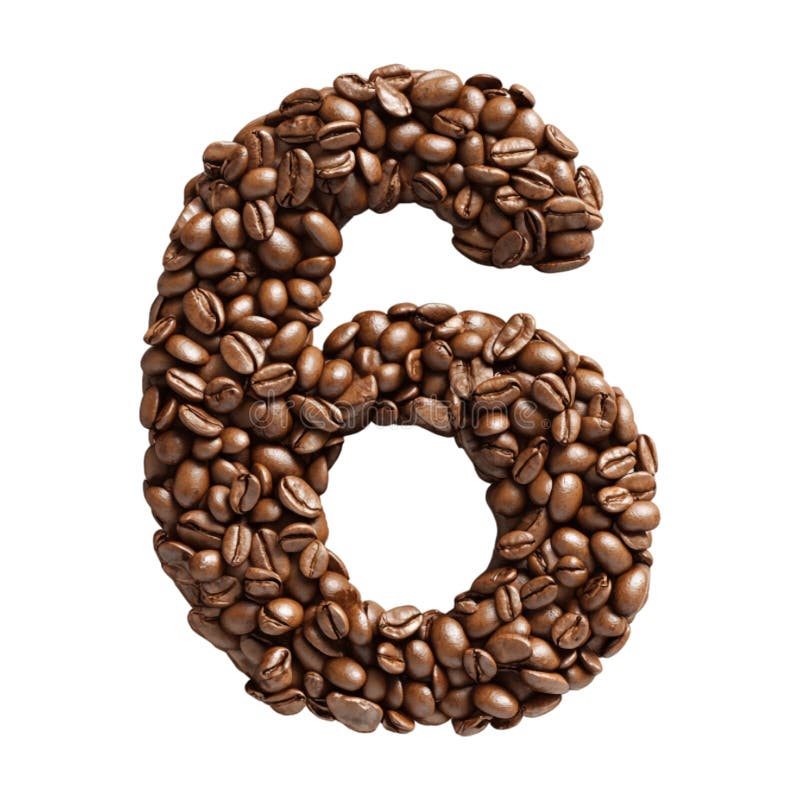 3D Rendering of a Alphabet Number 6 Made with Coffee Beans on ...