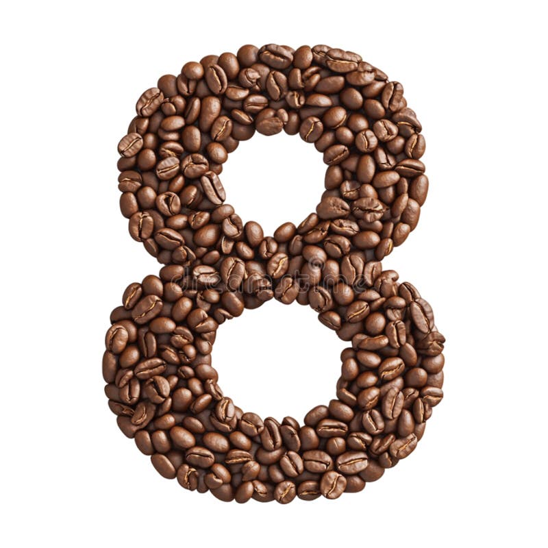 3D Rendering of a Alphabet Number 8 Made with Coffee Beans on ...