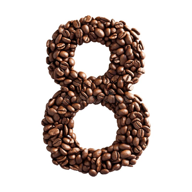 3D Rendering of a Alphabet Number 8 Made with Coffee Beans on ...