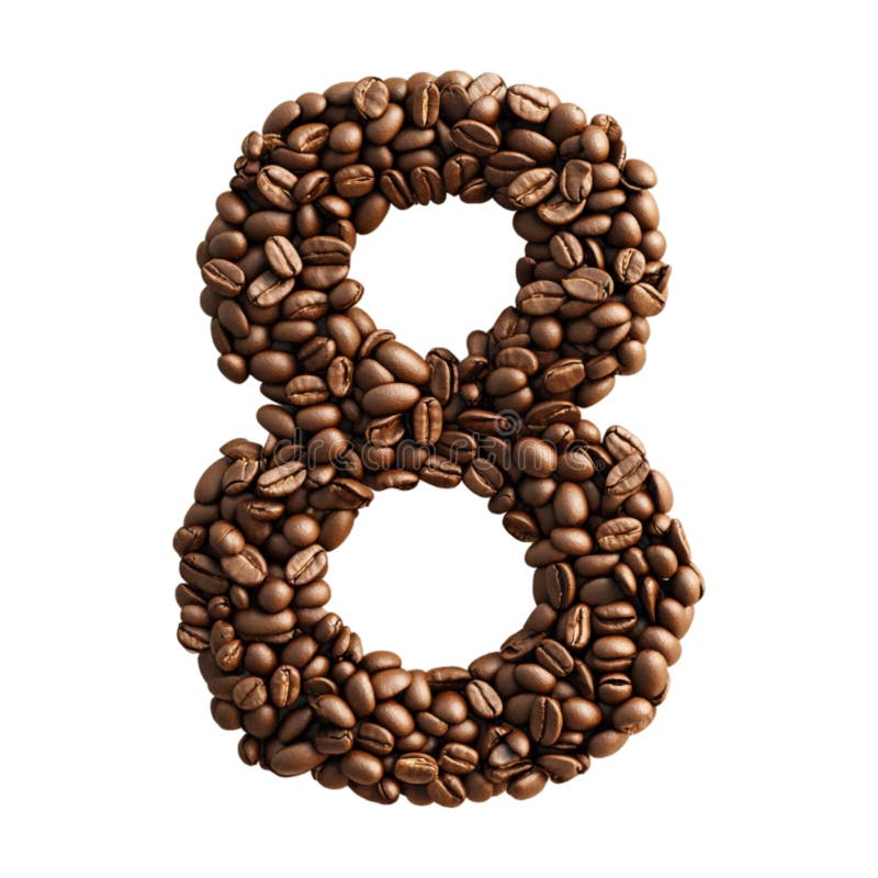 3D Rendering of a Alphabet Number 8 Made with Coffee Beans on ...