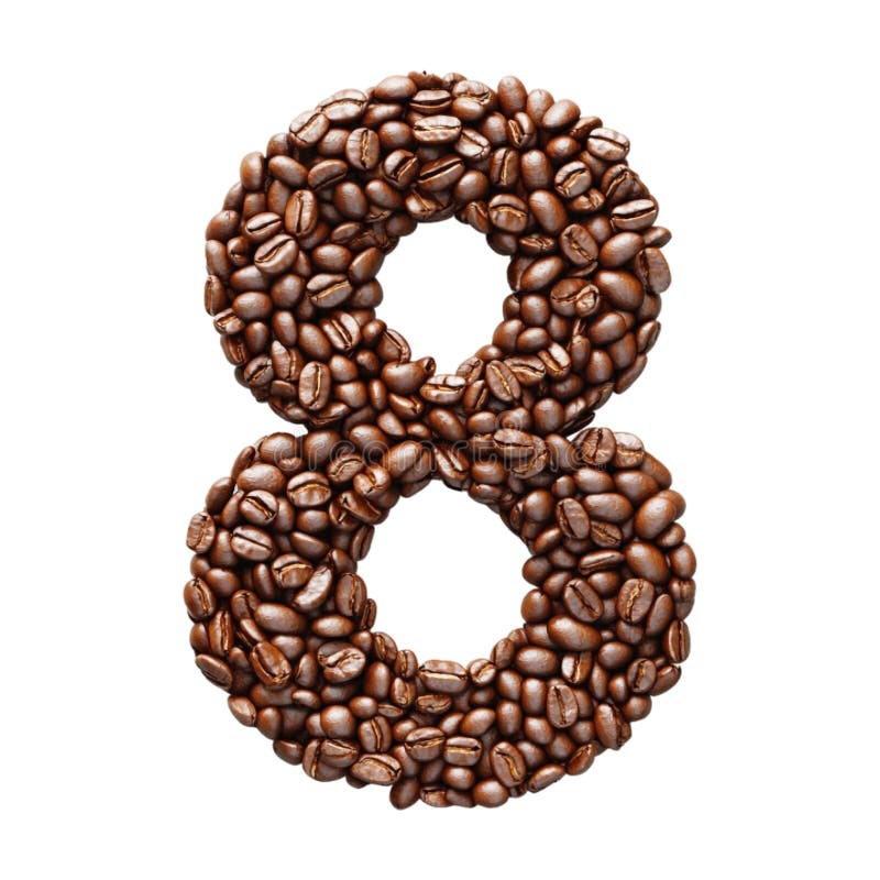3D Rendering of a Alphabet Number 8 Made with Coffee Beans on ...