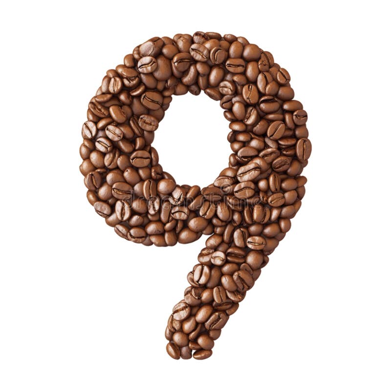 3D Rendering of a Alphabet Number 9 Made with Coffee Beans on ...