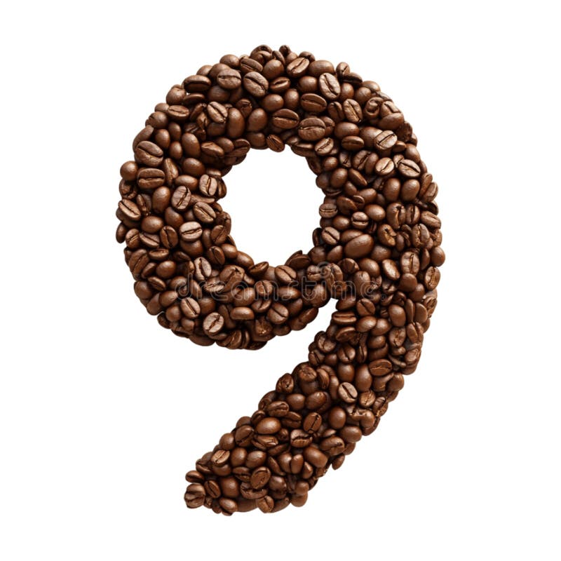 3D Rendering of a Alphabet Number 9 Made with Coffee Beans on ...