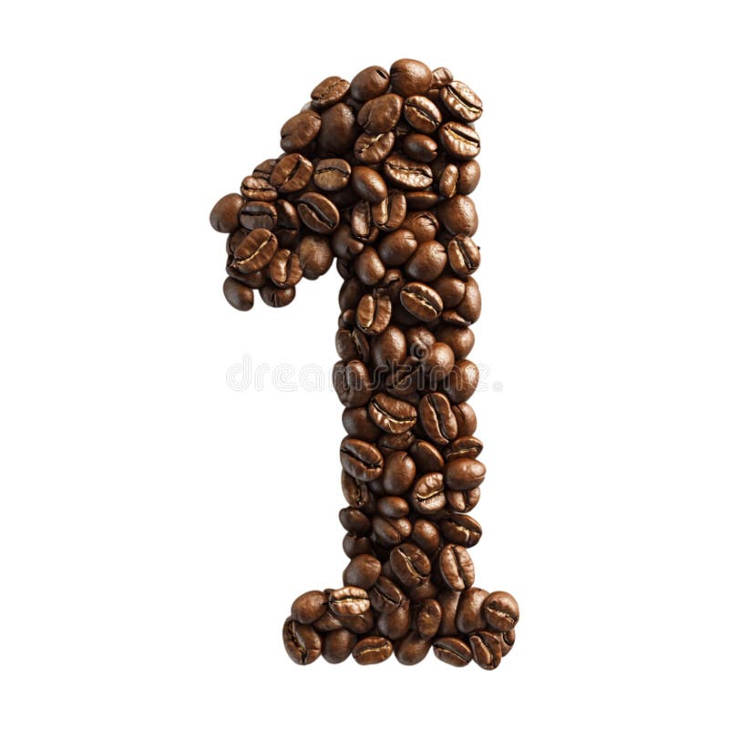 3D Rendering of a Alphabet Number 1 Made with Coffee Beans on ...
