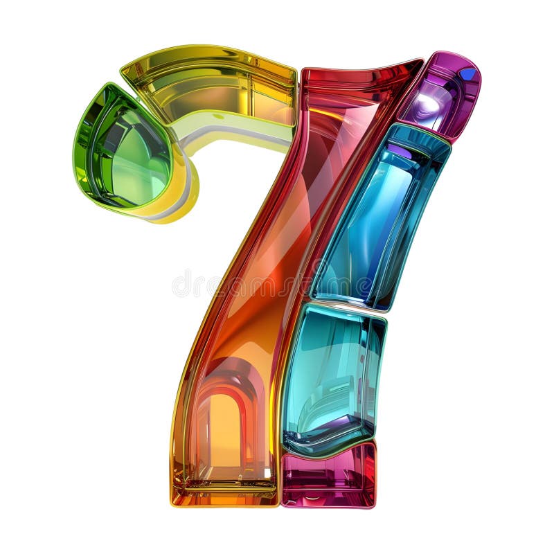 3D Rendering of a Alphabet Number 7 Made with Colorful Paint on ...