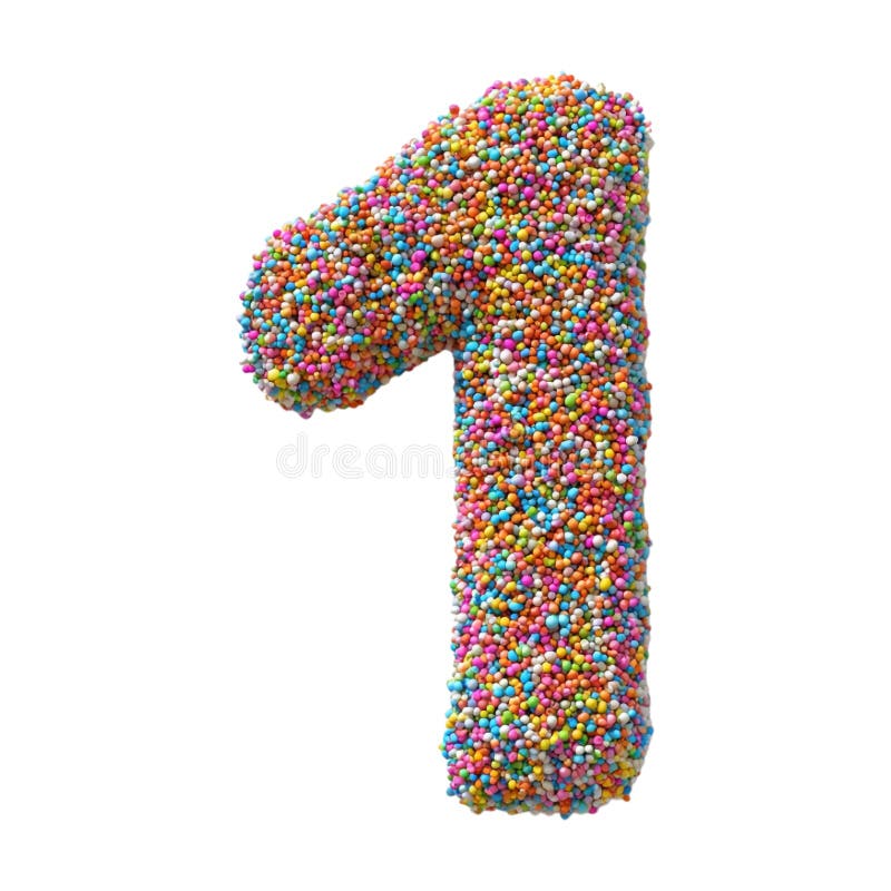 3D Rendering of a Alphabet Number 1 Made with Colorful Sprinkles on ...